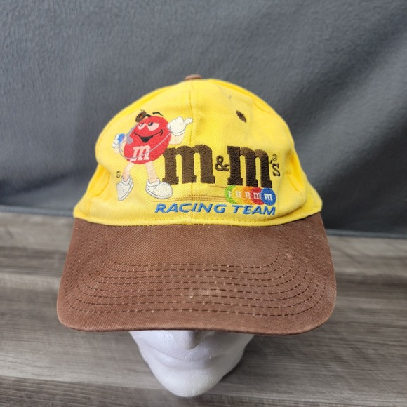 M&M'S | Accessories | Vintage Mms Hat Cap Snap Back Yellow Brown Racing ...